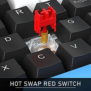 60% Mechanical Gaming Keyboard,White Black Blue Keycaps Gaming Keyboard with Linear Red Switch, Detachable Type-C Cable Mini Keyboard with Blue LED Light for Windows/Mac/PC/Laptop