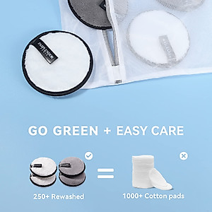 FASPLENDOR Reusable Makeup Remover Pads, Washable Microfiber Remover Pads + Built-in Sponge for Makeup Remover | Facial Cleansing | Body Exfoliating; Dual Texture, Large Size, 4 Count + Laundry Bag…