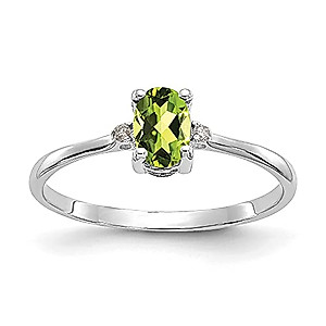 IceCarats 10K White Gold Diamond Green Peridot Ring Gemstone Band April August Birthstone Jewelry Size 6