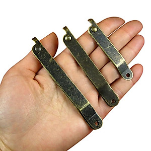 Dophee 2Pcs Antique Bronze Rotatable Folding Lid Support Stay Hinges for Home Furniture Cabinet Wooden Boxes Cases Display - 4.41"x 2.64"x 0.43