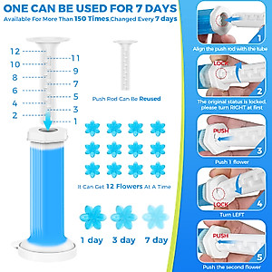 ZENUTA 6Pcs Toilet Bowl Cleaner, 6 Kinds of Scent Toilet Cleaner Gel Stamp Kit for Bathroom Clean, Flower Toilet Gel Stamp,Toilet Stamp Cute Shape Includes Dispenser and Gel