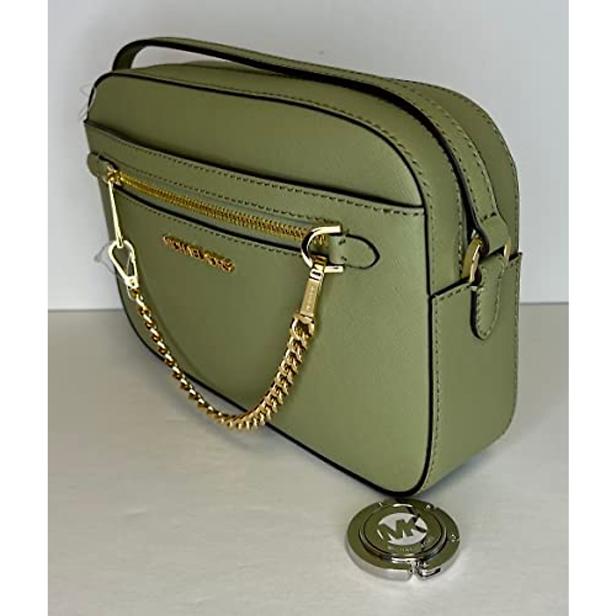 Michael Kors Jet Set Large Crossbody bundled Purse Hook (Light Sage)