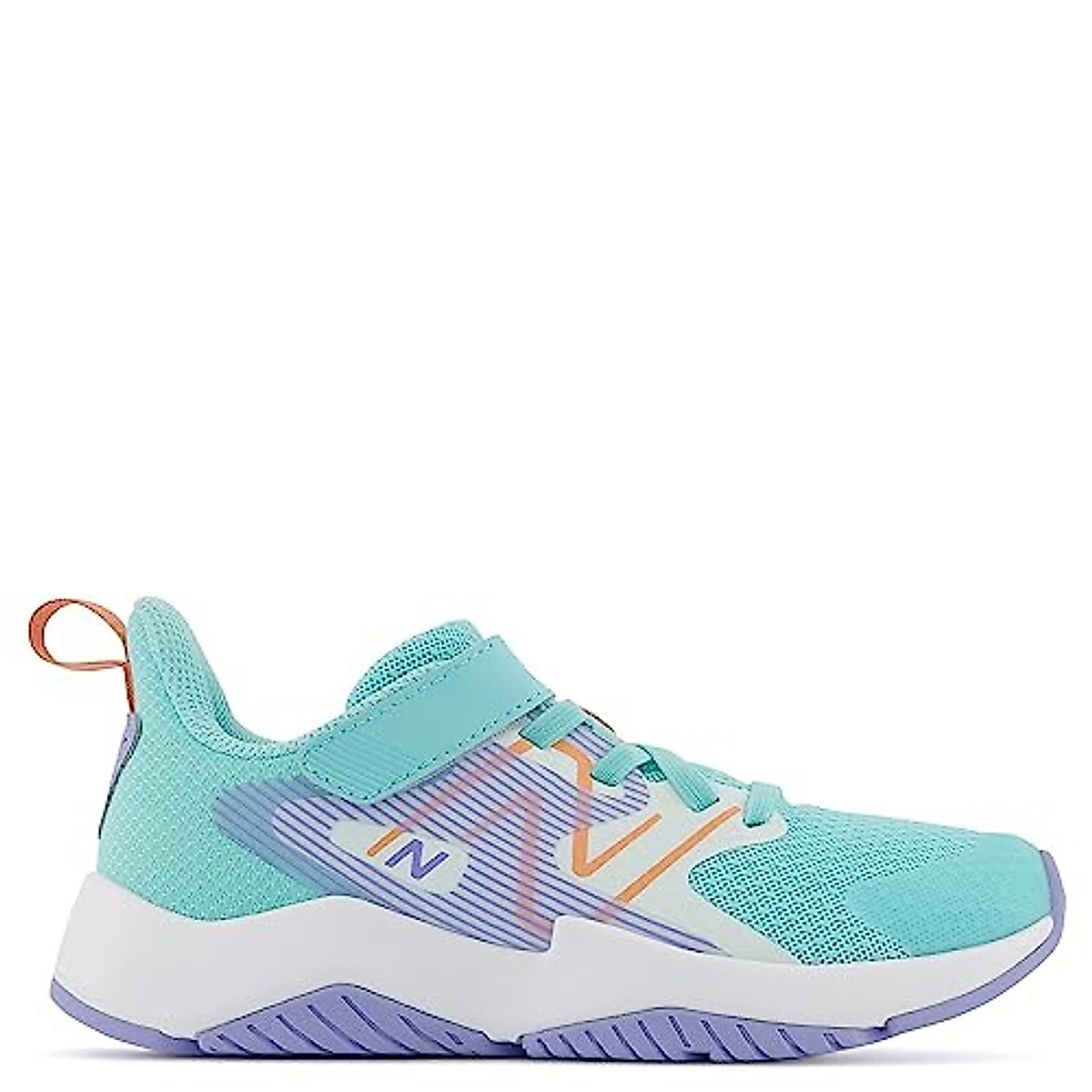 New Balance Kid's Rave Run V2 Hook & Loop Running Shoe, Surf/Peach Glaze/Magic Hour, 2 Little Kid