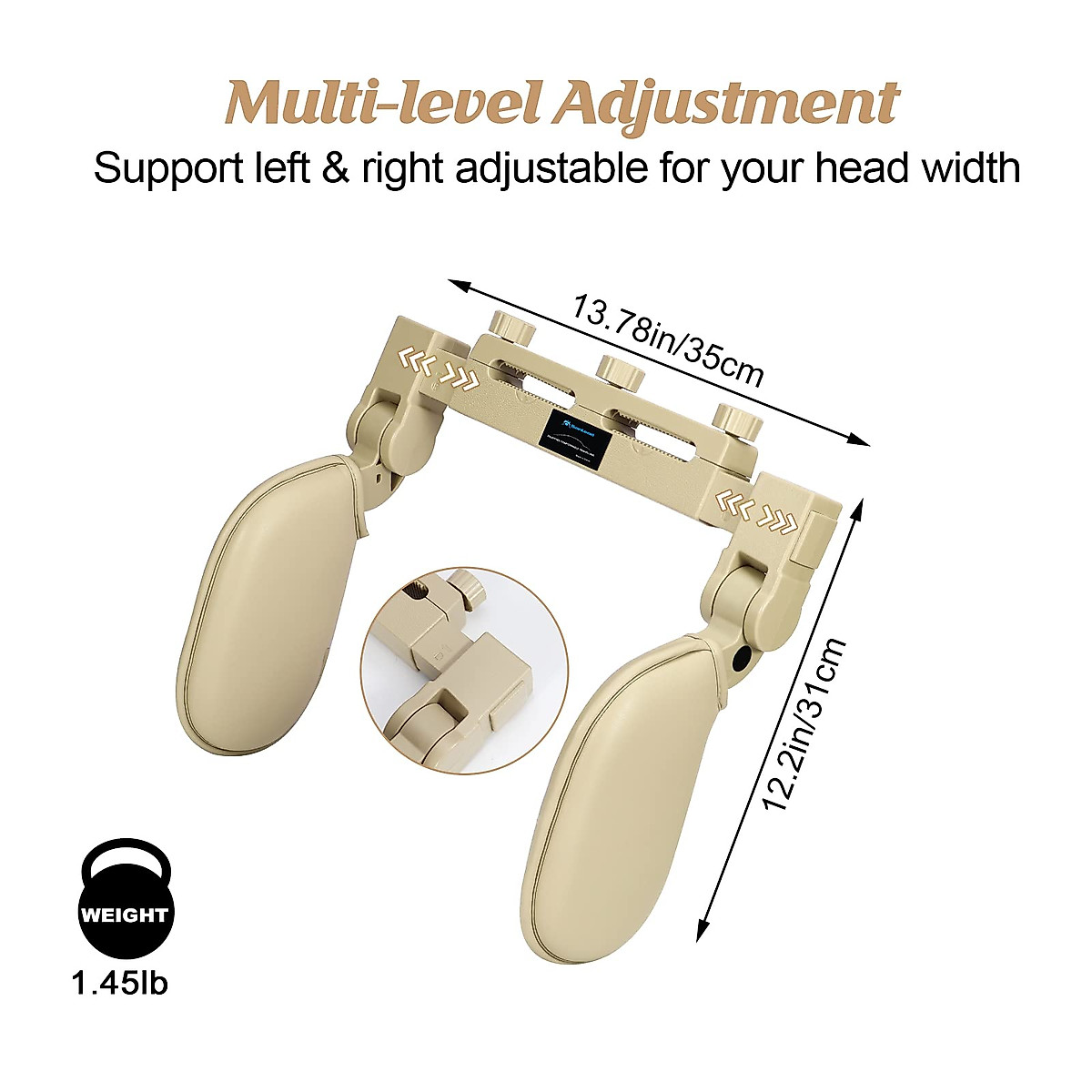 SanLead Car Headrest Pillow Beige, Adjustable Car Seat Head Neck Support, Memory Foam Road Pal Headrest, U Shaped Kids Car Sleeping Pillow for Travel