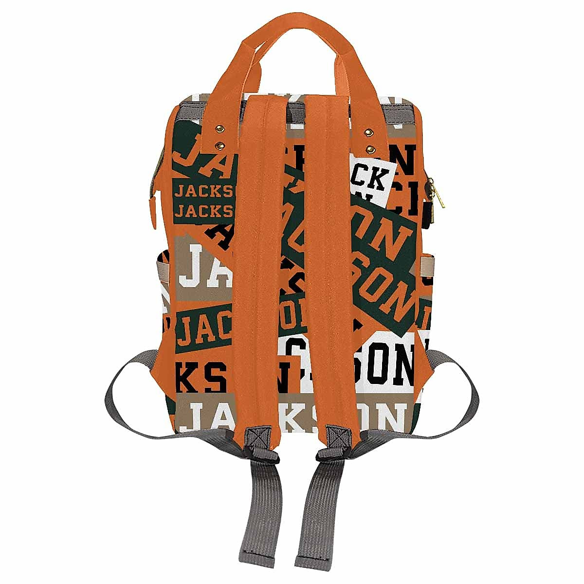 Customized Diaper Bag Backpack, Black and Orange Name Personalized Backpack with Text Mommy Nappy Baby Bag Shoulders Bag Casual Daypack Daycare Bag Travel Bag for Dad Mom