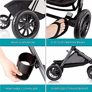 Evenflo Pivot Xpand Modular Travel System with LiteMax Infant Car Seat with Anti-Rebound Bar (Ayrshire Black)