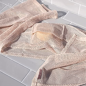 Kitsch XL Exfoliating Body Scrubber - Shower Scrubber for Body with Built in Pocket | Recycled Nylon Exfoliating Washcloth | Body Scrubbers for Use in Shower | Extra Long Bath Scrubber, 1 pc (Blush)