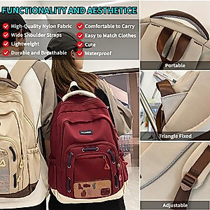 iwhgrmp Kawaii Backpacks Big Capacity Travel Backpack Cute Aesthetic Daypacks Water Resistant Casual Bag (BlueWhite)