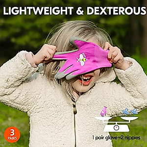 Vgo... 3-Pairs Age 3-5 Kids Gardening Gloves, Children Yard Work Gloves, Soft Safety Rubber Gloves (XXXS, KID-RB6013)