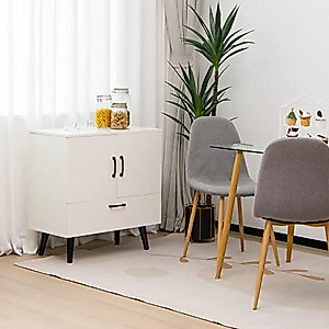 Giantex Storage Cabinet Buffet Sideboard, Accent Cabinet with Doors, Pull-Out Drawer, Freestanding Bathroom Floor Cabinet, Cupboard for Living Room, Entryway Dining Room Bar Cabinet (White)