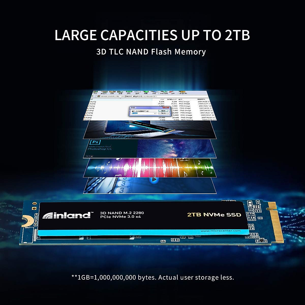 INLAND Premium 2TB SSD M.2 2280 PCIe NVMe 3.0 x4 TLC 3D NAND Internal Solid State Drive, Read/Write Speed up to 3200MB/s and 2900MB/s, 3200 TBW