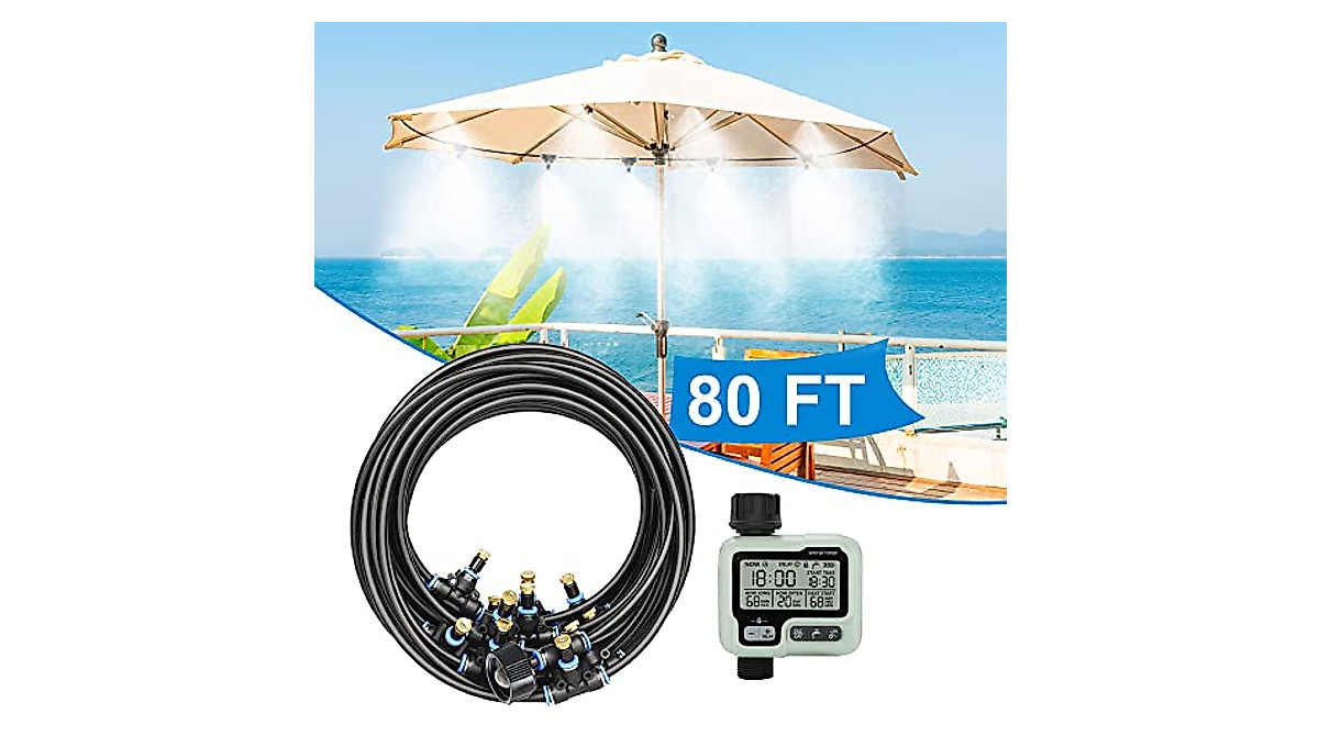 Cool Your Patio: 80ft Outdoor Misting System with Timer