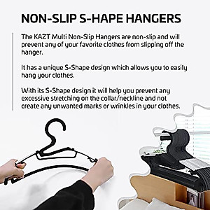 [Made in Korea] Kazt Multi Non-Slip Hangers, S-Shape Design, Slim Profile and Space Saving, Everyday Use for Clothes, Ties, Scarves, Accessories and More (Pack of 30)