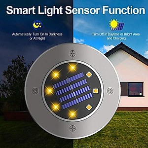 ZGWJ Solar Ground Lights - 16 Pack Waterproof Solar Garden Lights with Warm White Bright In-Ground Landscape Fixtures for Pathway, Yard, Deck, Lawn, Patio, Walkway