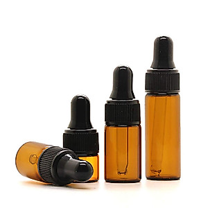 ZbFwmx 20Pack Set 1ML Glass Bottles with Glass Eye Dropper Dispenser for Sample Vial Small Essential Oil Bottle with Glass Eye Dropper, Colognes & Perfumes (Black-Brown)