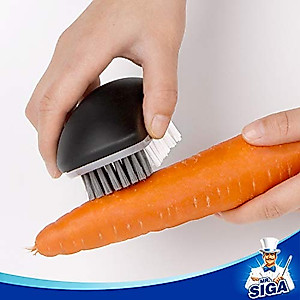 MR.SIGA Fruit and Vegetable Cleaning Brush with Non Slip Comfortable Grip, Pack of 2, Black