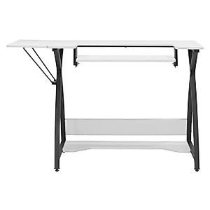 Sew Ready Comet Plus Hobby Side and Lower Shelf Sewing Table, 45.5" W x 23.5" D x 30" H, Black/White