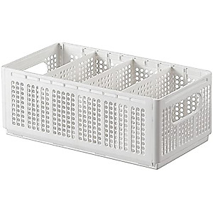 ChezMax Wardrobe Clothes Organizer, Upgraded PP Board Cabinet Closet Compartment Storage Baskets, White Washable Foldable Dividers Closet Drawer Bins for Underwear Socks Jeans, Big Size 5 Grids