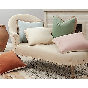 SARO LIFESTYLE Velvet Flange Throw Pillow with Poly Filling, Rust, 20"