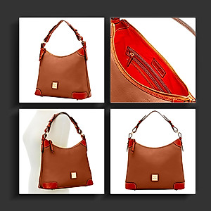 Dooney & Bourke Women's Hobo Shoulder Bag in Pebble Grain Leather, Large Handbag with Adjustable Shoulder Strap, White