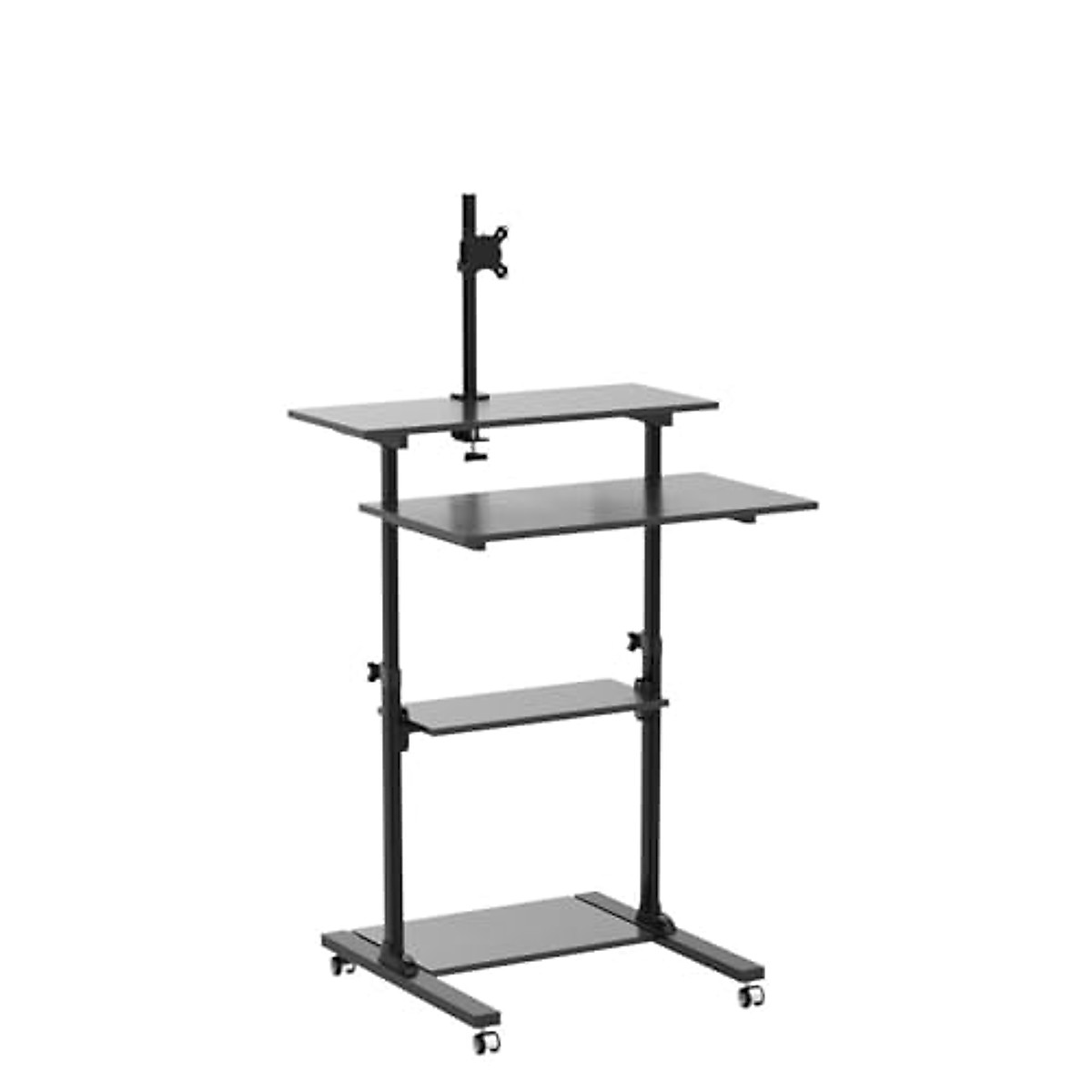 Mount-It Mobile Stand Up Desk / Height Adjustable Computer Work Station Rolling Presentation Cart With Monitor Arm (MI-7942B), Black