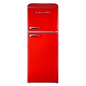 Galanz GLR46TRDER Retro Compact Refrigerator with Freezer Mini Fridge with Dual Door, Adjustable Mechanical Thermostat, 4.6 Cu Ft, Red