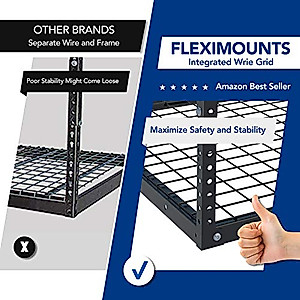 FLEXIMOUNTS 2x8 Overhead Garage Storage Rack,Adjustable Garage Storage Organization Systerm,Heavy Duty Metal Garage Ceiling Storage Racks,400lbs Weight Capacity,Black