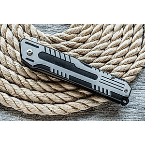 SE Spring Assisted Tanto Folding Knife with Black with Metal Machining Design - KFD20020-1