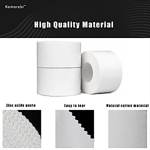 Athletic Sports Tape 3-Rolls White Very Strong Easy Tear No Sticky Residue Tape for Athlete & Sport Trainers & First Aid Injury Wrap,Suitable for Bats,Tennis,Gymnastics & Boxing（1.5in X 45ft）