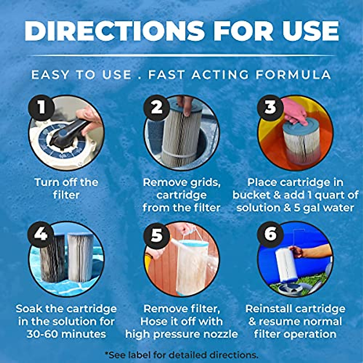 Hot Tub Filter Cleaner Soak, Pool Filter Cleaner & Pool Cartridge Cleaner - Spa Filter Cleaner Soak & Spa Filter Cleaning Solution for HotTub Cartridges. Easy to Use Filter Degreaser | AquaDoc 32oz