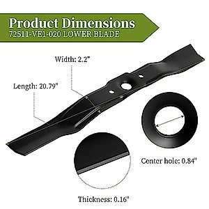 Replacement 72511-VE1-020 & 72531-VE2-020 21" Blade Kit Compatible with HRB215 HRB216 HRB217 HRM215 HRR216 HRS216 HRT216 Lawn Mower, 2 Pack