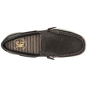 Margaritaville Men's Dock Boat Leather Lace, Lightweight Slip On Shoes, Black, 10