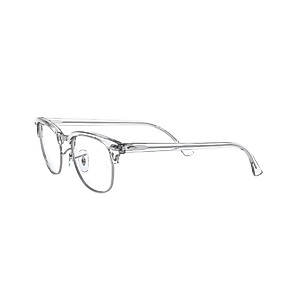 Ray-Ban RX5154 Clubmaster Square Prescription Eyeglass Frames, White Transparent/Demo Lens, 49 mm