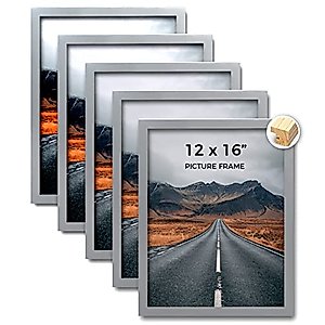 JD Concept Wood 12x16 Grey Picture Frame 5 Pack - Gallery Wall Frame Set - Suitable for Horizontal and Vertical Hanging 12 x 16 Poster Photo