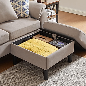 Tornama Convertible Sectional Sofa, Modern Polyester Small L Shaped Couch with Reversible Storage Chaise, 3 Seat Sofa Couches for Living Room, Apartment and Small Space, Beige