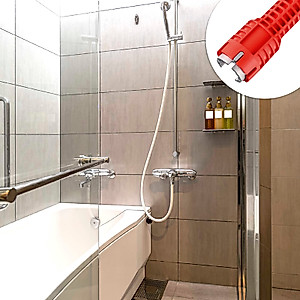 8-in-1 Faucet and Sink Installer Sink Tools Multifunctional Wrench Plumbing Tool Plumber Sink Wrench Installation Pipe Extractor for Plumbing Toilet Bowl Bathroom Kitchen (Red)