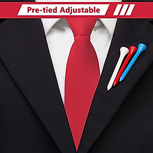 Mantieqingway 3.15'' Zipper Ties for Men Pre-tied Adjustable Red Tie, Polyester Silk Clip on Men's Neckties for Wedding Office Graduation School Uniforms, 1 Pc