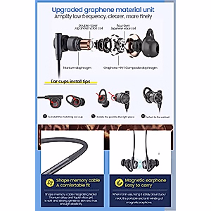 Glazata Wireless Headphones Neckbands with Magnetic Earbuds Sports Earphones aptX & aptX-LL Stereo Wireless Headphones for Workouts 「Grey」