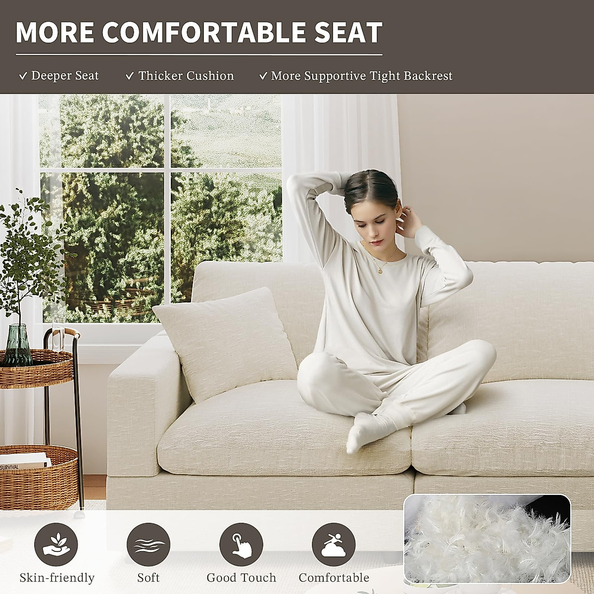 Modular Sectional Sofa Couch, Cloud Modular Couch with Ottoman, L Shaped Convertible Couch Deep Seat Couches for Living Room/Apartment/Office, Down Filled Sofas, Detachable Cushion Covers