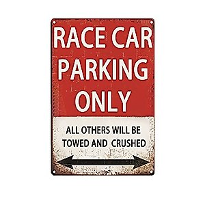 Race Car Room Decor For Boys，Vintage Car Metal Tin Signs Bedroom And Garage Cars Sign Wall Decor Race Car Parking Only 8x12 Inch