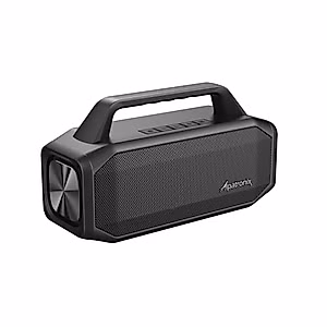 Alpatronix IPX6 Waterproof Stereo Bluetooth Speaker 80W (100W Max), Portable Wireless, 12000mAh Power Bank, Handsfree, Shockproof, TWS, Subwoofer, TF & Flash Card, NFC, AX600, Indoor & Outdoor – Black