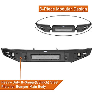 Hooke Road F150 Front Bumper, Full Width Steel Bumper w/LED Lights for Ford F-150 2009 2010 2011 2012 2013 2014 Pickup Truck (Excluding Raptor)