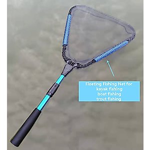 Folding Fishing Landing Net Floating Fishing Net Rubber Fishing Net Collapsible for Saltwater Freshwater Retractable Fish Net for Fishing Lightweight Kayak Fishing Net