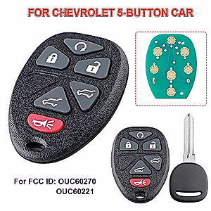 Key Fob Remote Replacement Keyless Entry Remote fits 2007-2014 Chevy Tahoe Suburban / 2007-2014 Cadillac Escalade / 2007-2014 GMC Yukon (OUC60270, OUC60221,15913427)with Uncut Trunk Car Key Fob(2PACK)