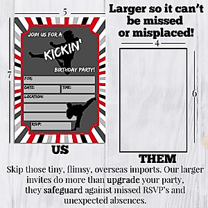 Karate, Tae Kwon Do, Martial Arts Birthday Party Invitations, 20 5x7 Fill In Cards with Twenty White Envelopes by AmandaCreation