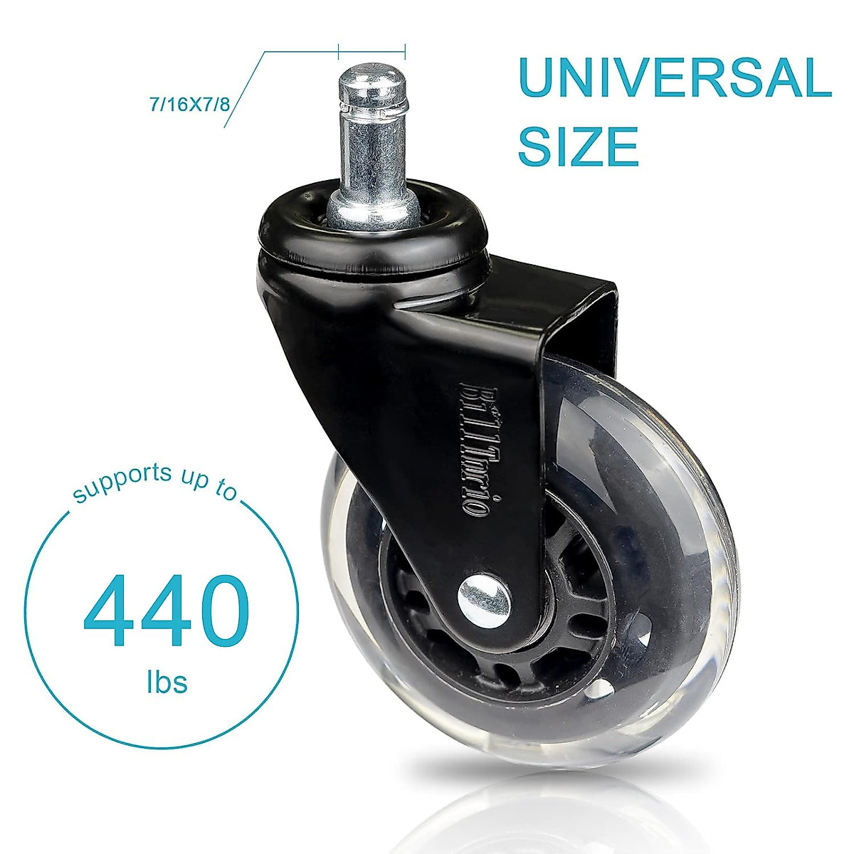 Office Chair Caster Wheels Set of 5,Replacement Rubber Casters for Office Chair and Gaming Chair, Universal Fit Stem Office Chairs Wheels for Hardwood Floor Heavy Duty Stem Caster Wheels