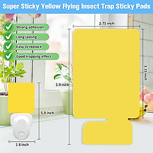 Flying Insect Trap Refill Kit, Indoor Plug-in Fly Trap Refill Yellow Sticky Glue Cards, Strong Adhesion Non-Toxic Easy to Use Sticky Trap Refill Kit for Flies, Gnats, Moths and Other Insects - 24 PCS