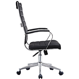 2xhome Set of 2 Black Modern High Back Tall Ribbed PU Leather Office Chair Swivel Tilt Adjustable Chair Designer Boss Executive Management Conference Room Work Task Computer