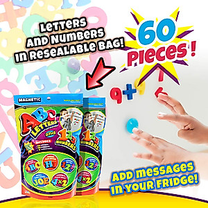 JA-RU ABC Magnetic Letters & Numbers (12 Bags) Colorful Plastic Letters Uppercase & Numbers Refrigerator Magnets for Kids. Educational Learning Toys Preschool Math & Alphabet. Classroom Toys. 1403-12p