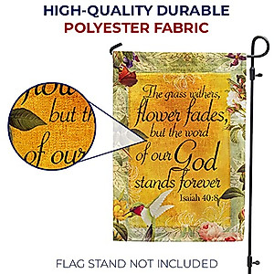 America Forever Bible Verse Garden Flag - 12.5 x 18 inch -Isaiah 40:8 God Stands Forever - Christian Quotes Double Sided Religious Outdoor Yard Decorative Inspirational Flag